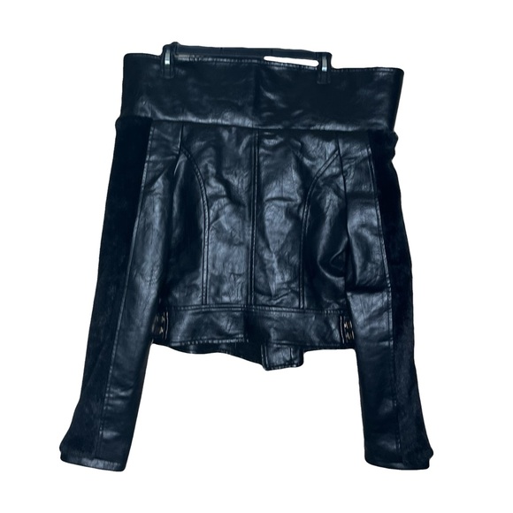 Jackets & Coats | Off Shoulder Fur Faux Leather Jacket | Poshmark